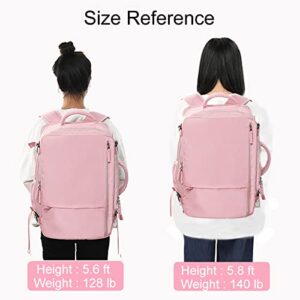 Hanples Extra Large Travel Backpack for Women as Person Item Flight Approved, 40L Carry On Backpack, 17 Inch Laptop Backpack, Waterproof Backpack, Hiking Backpack, Casual Bag Backpack(Pink)