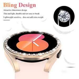 YMHML [3+3Pack for Samsung Galaxy Watch 5 Screen Protector and Case 40mm Accessories, Bling Cover Tempered Glass Film and Hard PC Diamond Crystal Bumper for Women Girls