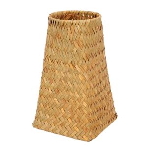 dechous home decor home decor trash can straw woven: wastebasket woven vase decorative container bedroom office small garbage cans wicker waste basket countertop container for home office vases