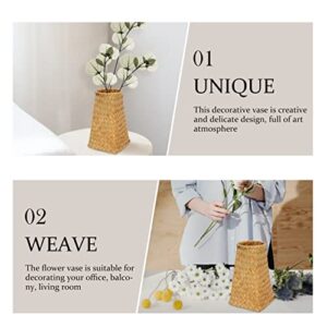 DECHOUS Home Decor Home Decor Trash Can Straw Woven: Wastebasket Woven Vase Decorative Container Bedroom Office Small Garbage Cans Wicker Waste Basket Countertop Container for Home Office Vases