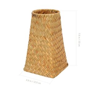 DECHOUS Home Decor Home Decor Trash Can Straw Woven: Wastebasket Woven Vase Decorative Container Bedroom Office Small Garbage Cans Wicker Waste Basket Countertop Container for Home Office Vases