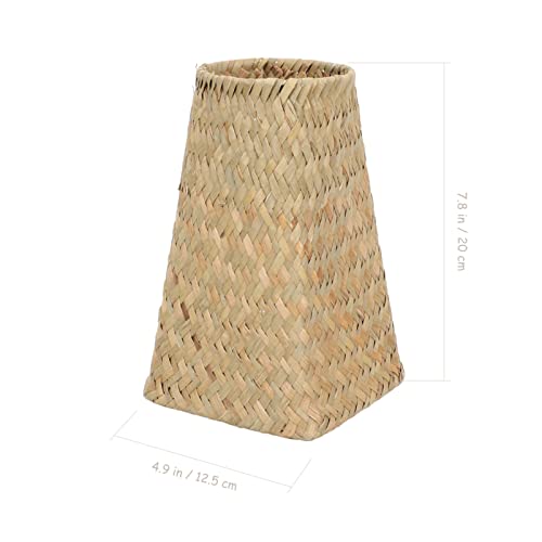 DECHOUS Trash Can Straw Woven: Wastebasket Woven Vase Decorative Container Bedroom Office Small Garbage Cans Wicker Waste Basket Countertop Container for Home Office