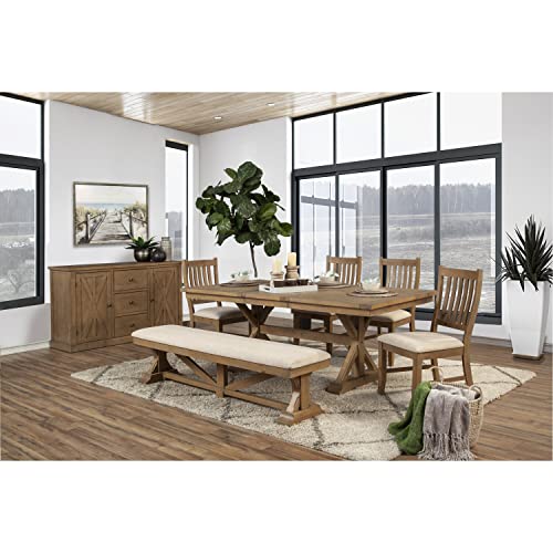 Alpine Furniture Arlo Wood Dining Bench Bench in Natural Brown