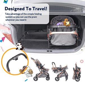 BABY K 2 in 1 Convertible Baby Pram Stroller (Grey - with Snack Tray & Large Storage Basket) - Foldable Reverse Facing Baby Bassinet Stroller with Various Adjustable & Reclining Stroller Modes