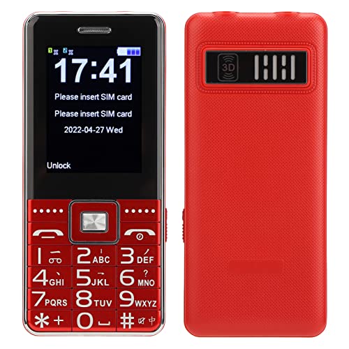 ASHATA Big Button Mobile Phone for Elderly, Upgraded GSM Unlocked Senior Cell Phone with SOS Emergency Button and Torch, Dual Card Dual Standby, Loud Voice, 6800mah Battery(Red)