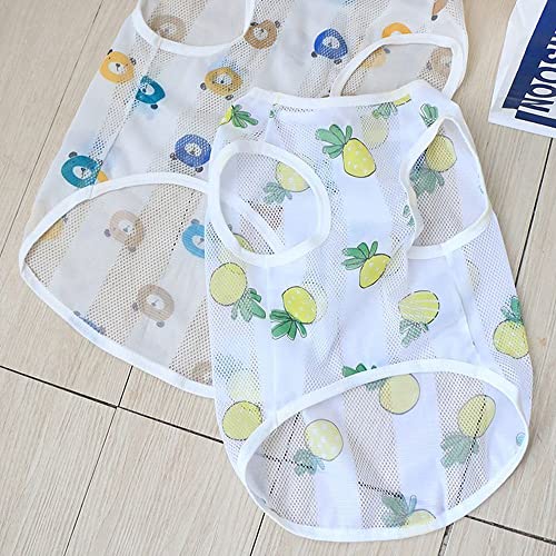 Dog Shirt Vest Lightweight Stretchy Dog T-Shirts Soft Cool Shirts Sleeveless Stripe Vests Breathable Clothes for Medium Large Dogs 2 Pack Bear + Pineapple