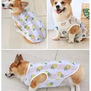 Dog Shirt Vest Lightweight Stretchy Dog T-Shirts Soft Cool Shirts Sleeveless Stripe Vests Breathable Clothes for Medium Large Dogs 2 Pack Bear + Pineapple