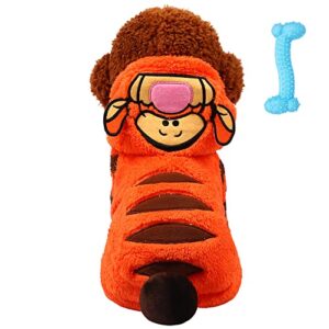 aihanch tiger dog costume soft velvet dog clothes winter dog hoodie funny pet halloween costume dog outfits for small dogs puppy (x-small)