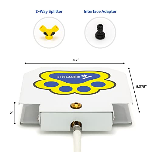 PurfectPals Dog Water Fountain, Step On Paw Activated Dispenser for Dogs, Upgraded Sprinkler, Easy to Use and Sturdy Fresh Drinking, White, Blue, Yellow