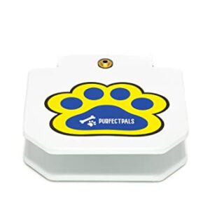 PurfectPals Dog Water Fountain, Step On Paw Activated Dispenser for Dogs, Upgraded Sprinkler, Easy to Use and Sturdy Fresh Drinking, White, Blue, Yellow