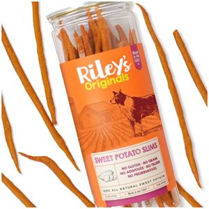 riley's slims dried sweet potato dog treats - dehydrated chews for dogs - single ingredient usa sourced made in the usa - 7.5 oz