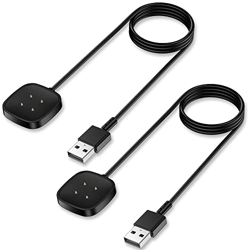 Mixblu Replacement Charger Cable for Fitbit Versa 4/Sense 2/Versa 3/Sense Smartwatch (2 Pack/3.3Ft)