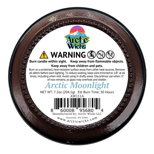 Arctic Moonlight | Arctic Wicks Handmade Scented Coconut Beeswax Candle | Natural Coconut Beeswax 9oz Amber Jar | Farmhouse Candles High-Quality Wax Non-Toxic Clean Burn 100% USDA Certified Biobased