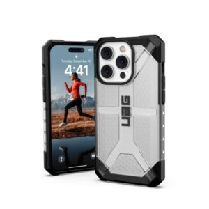 urban armor gear uag designed for iphone 14 pro case translucent clear ice 6.1" plasma lightweight slim shockproof transparent protective cover compatible with wireless charging