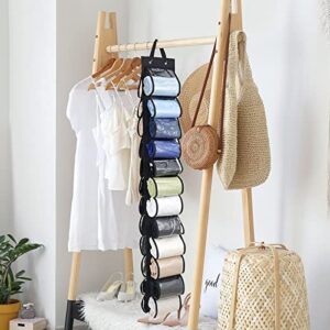 PITCH + PULSE Legging Storage Organizer, 24 Roll Independent Clear Compartments Hanging Closet Organizers and Storage for Clothes, Foldable Space Saving Bags