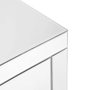 HONHPD Mirrored 2 Drawer Nightstand, Crystal End Table with 2-Drawers, Mirror Accent Silver Table, Bedroom Mini Cabinet Furniture (Delivery from Local Warehouse in The United States)