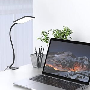 lintyle clip on light, led desk lamp reading light book lamp flexible gooseneck clamp lights dimmable eye-caring clip on light for desk, bed headboard (black)