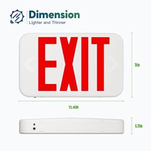 FREELICHT Red LED Exit Sign with Battery Backup，Exit Sign for Business，Easy to Install，UL Certified，AC 120/277V，Pack of 4