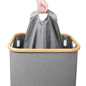 Laundry Hamper with Lid - 72L Rolling Laundry Basket with Wheels, Waterproof Clothes Hamper Storage Basket with Laundry Bag Portable for Toys Clothes Organizer