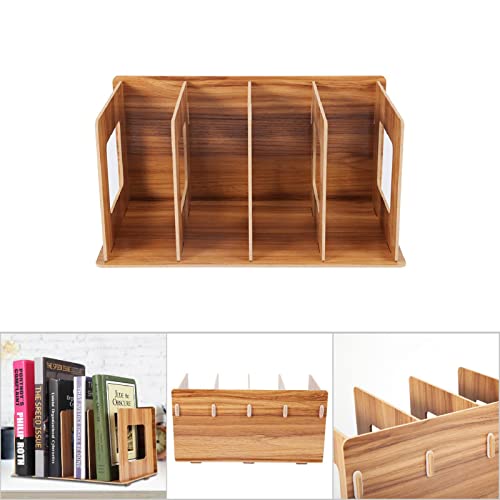 Yuecoom Wooden DIY Desktop Bookshelf, Portable Mini Books Rack, Sturdy and Durable for Storage Magazine Holder Students Kids Adult (Cherry Wood)