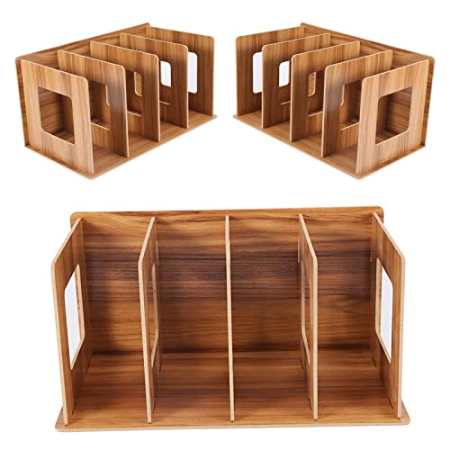 Yuecoom Wooden DIY Desktop Bookshelf, Portable Mini Books Rack, Sturdy and Durable for Storage Magazine Holder Students Kids Adult (Cherry Wood)