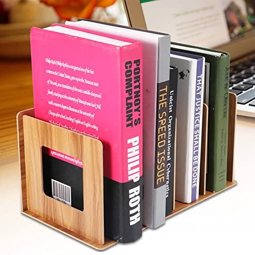 Yuecoom Wooden DIY Desktop Bookshelf, Portable Mini Books Rack, Sturdy and Durable for Storage Magazine Holder Students Kids Adult (Cherry Wood)