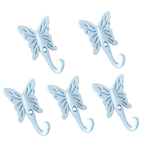 AOLZUNK 5 PCS Vintage Wall Mounted Hanger Hooks White Antique Door Hangers Coat Hooks for Hanging Coat Clothes Caps Hat Scarf Jacket Bag Robe