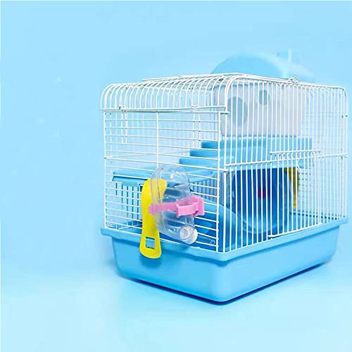 Zhang Ku 2-Tier Portable Travel Cage for Small Animals, Dwarf Hamster Travel Carrier with Carry Handle Exercise Wheel Water Bottle and Food Dish, 6.7 x 11.8 x 9.1 Inch (Blue) (SSS441)