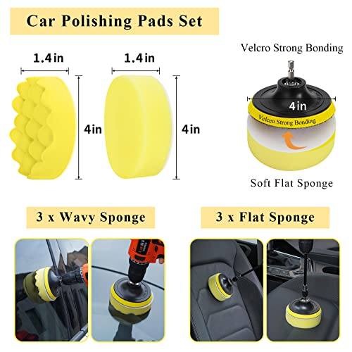 FCLUSLL 30Pcs Car Cleaning Tools Kit, Car Detailing Kit with 18inch Rim Wheel Brush, Detail Brushes, Wash Mitt, Interior and Exterior Auto Wheel Tire Brush Set (Yellow