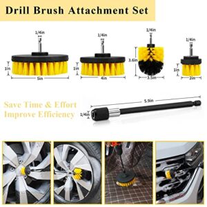 FCLUSLL 30Pcs Car Cleaning Tools Kit, Car Detailing Kit with 18inch Rim Wheel Brush, Detail Brushes, Wash Mitt, Interior and Exterior Auto Wheel Tire Brush Set (Yellow