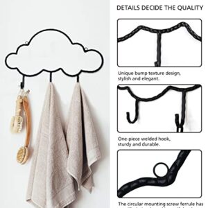 ARTLUO Backpack Hooks for Wall, Coat Hooks Wall Mount Cloud-Shaped Set of 2, Bag Hooks, Towel Hooks, Key Hooks, for Entry Foyer, Living Room, Bedroom, Bathroom，Black