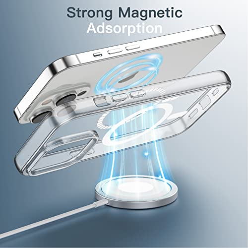 JETech Magnetic Case for iPhone 14 Pro Max 6.7-Inch (NOT for iPhone 14 Pro 6.1-Inch) Compatible with MagSafe Wireless Charging, Shockproof Phone Bumper Cover, Anti-Scratch Clear Back (Clear)