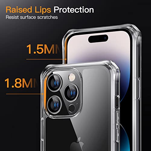 JETech Case for iPhone 14 Pro Max 6.7-Inch (NOT for iPhone 14 Pro) with 2-Pack Tempered Glass Screen Protector, 360 Full Body Shockproof Bumper Phone Cover Protective Clear Back (Clear)