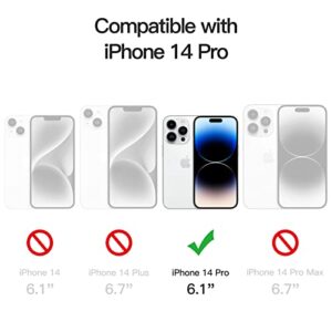 JETech 3 in 1 Case for iPhone 14 Pro 6.1-Inch, with 2-Pack Screen Protector and Camera Lens Protector, Non-Yellowing Shockproof Bumper Phone Cover, Full Coverage Tempered Glass Film (Clear)