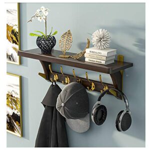 rureu coat rack,entryway wood wall coat rack with 5 rustic coat hooks hanger,bedroom to hanging coat hat bag jacket clothes towel/black walnut/5 hooks