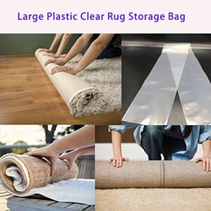 4 Pcs Clear Plastic Rug Storage Bags, Fits Rug up to 6'x9', 4.5 Mil Heavy Duty Rug Storage Bag with 10 Ties,Clear Carpet Bag for Storage, Moving, Shipping and Packing, Protects Your Rugs-No Vent Holes