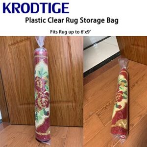 4 Pcs Clear Plastic Rug Storage Bags, Fits Rug up to 6'x9', 4.5 Mil Heavy Duty Rug Storage Bag with 10 Ties,Clear Carpet Bag for Storage, Moving, Shipping and Packing, Protects Your Rugs-No Vent Holes