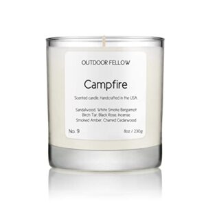 Outdoor Fellow | Campfire Scented Candle | 40+ Hour Burn Time | Coconut & Apricot Wax Blend | Luxury Jar Candle for Home (8oz)