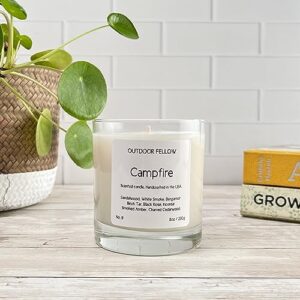 Outdoor Fellow | Campfire Scented Candle | 40+ Hour Burn Time | Coconut & Apricot Wax Blend | Luxury Jar Candle for Home (8oz)