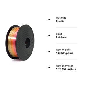 Prinko PLA 3D Printer Filament, PLA Filament 1.75mm, Dimensional Accuracy +/- 0.02 mm, 1kg Carton Spool PLA Filament, 1.75mm (Rainbow)