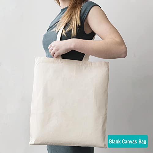 Canvas Tote Bags, Blank Plain Canvas Bag Lightweight Reusable Grocery Shopping Cloth Bags with Handles for DIY Crafting and Decorating ,15 Inch W x 17.8 Inch H (1 pcs)