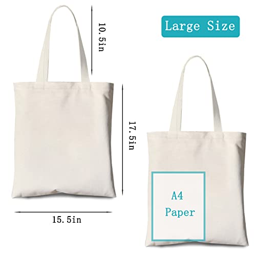 Canvas Tote Bags, Blank Plain Canvas Bag Lightweight Reusable Grocery Shopping Cloth Bags with Handles for DIY Crafting and Decorating ,15 Inch W x 17.8 Inch H (1 pcs)