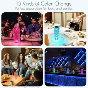 SupBri Crystal Table Lamp Touch Control, 16 Colors Changing Modern Nightstand Lamp with USB & Remote Control Romantic LED Rose Diamond Touch Lamp for Bedroom Bar Birthday Gift for Kids Girls