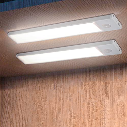 EVERDOSS Under Cabinet Lights Wireless, Under Counter Lights for Kitchen,2 Packs 30 LEDs 6000K 7.8ins Cabinet Lights Motion Sensor,1500 Mah Motion Sensor Under Cabinet Light with Magnet Sticks