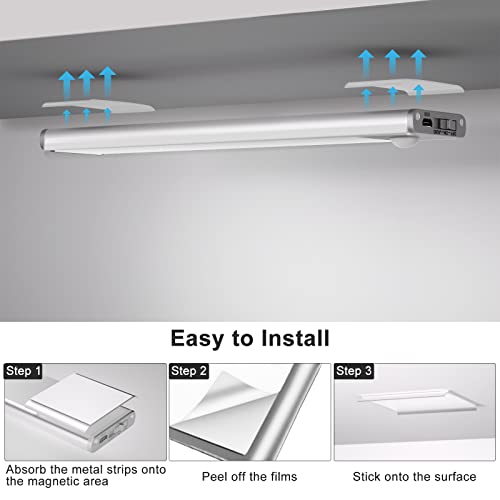 EVERDOSS Under Cabinet Lights Wireless, Under Counter Lights for Kitchen,2 Packs 30 LEDs 6000K 7.8ins Cabinet Lights Motion Sensor,1500 Mah Motion Sensor Under Cabinet Light with Magnet Sticks