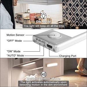 EVERDOSS Under Cabinet Lights Wireless, Under Counter Lights for Kitchen,2 Packs 30 LEDs 6000K 7.8ins Cabinet Lights Motion Sensor,1500 Mah Motion Sensor Under Cabinet Light with Magnet Sticks