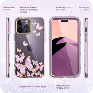 i-Blason Cosmo Series for iPhone 14 Pro Case 6.1 inch (2022 Release), Slim Full-Body Stylish Protective Case with Built-in Screen Protector (Purplefly)