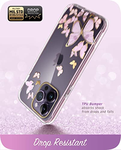 i-Blason Cosmo Series for iPhone 14 Pro Case 6.1 inch (2022 Release), Slim Full-Body Stylish Protective Case with Built-in Screen Protector (Purplefly)