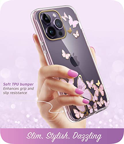 i-Blason Cosmo Series for iPhone 14 Pro Case 6.1 inch (2022 Release), Slim Full-Body Stylish Protective Case with Built-in Screen Protector (Purplefly)