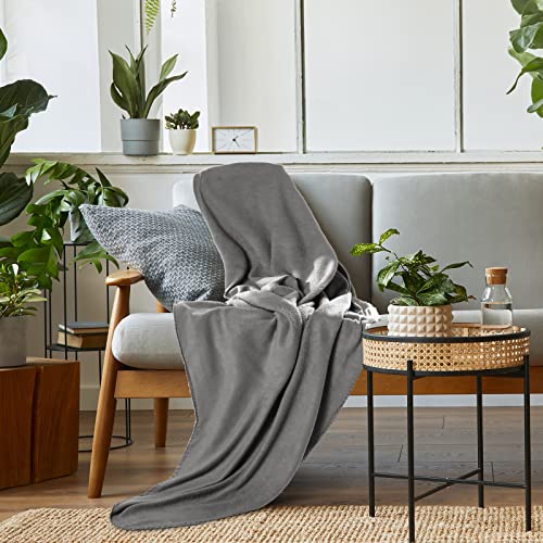 15 Pack Polar Fleece Blanket Bulk 50 x 60 Inch Fleece Throw Blankets Soft Cozy Microfleece Blanket Lightweight Warm Comfy Pet Blankets for Home Office Couch Sofa Car Airplane Travel Outdoor (Gray)